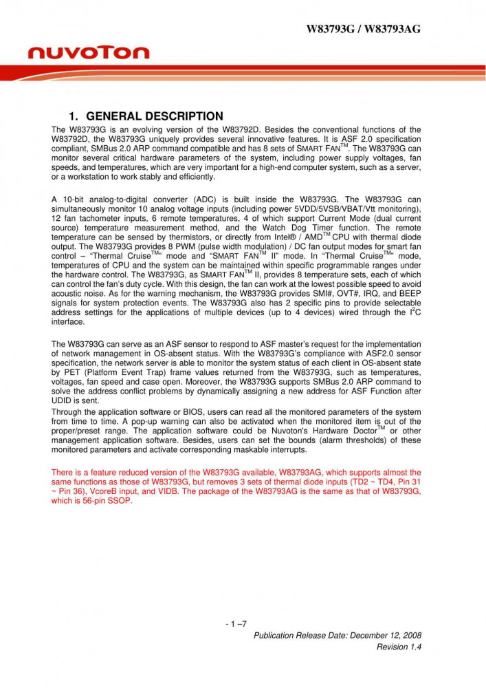 W83793AG datasheet page 4