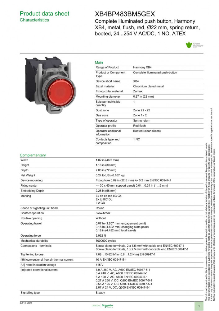 XB4BP483BM5GEX technical document page 1