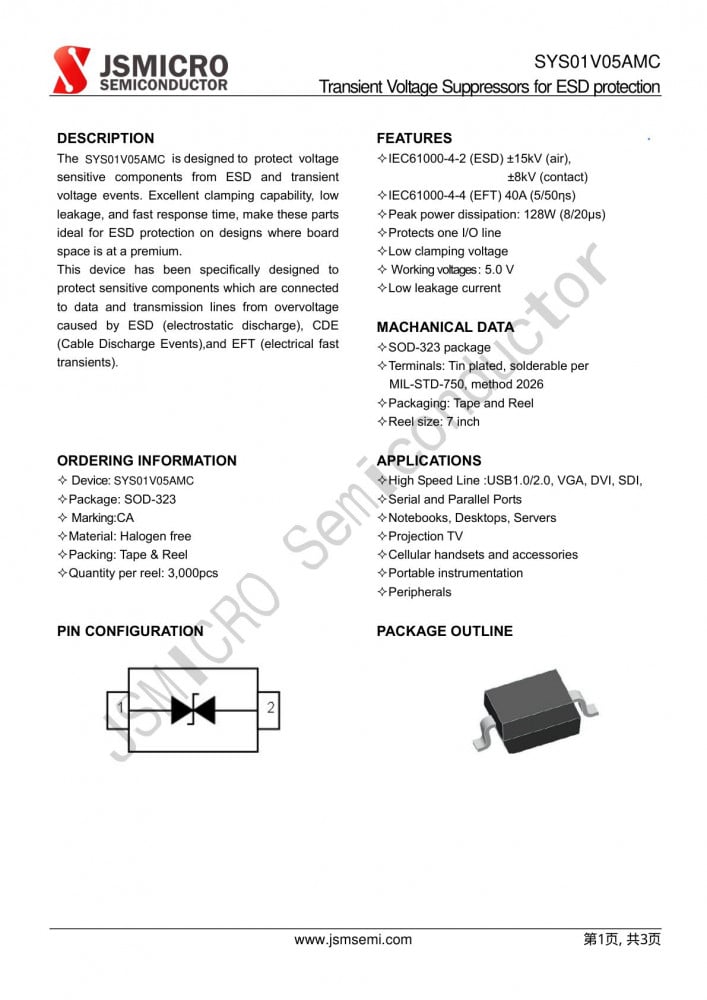 SYS01V05AMC datasheet page 1
