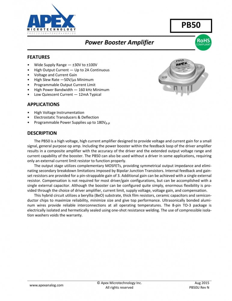 PB50 datasheet page 1