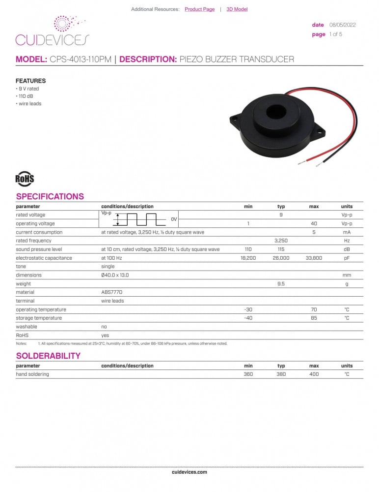 CPS-4013-110PM datasheet page 1