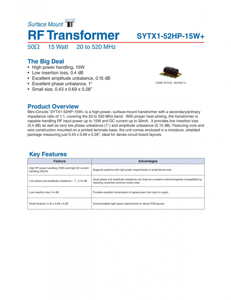 SYTX1-52HP-15W+ technical document page 1