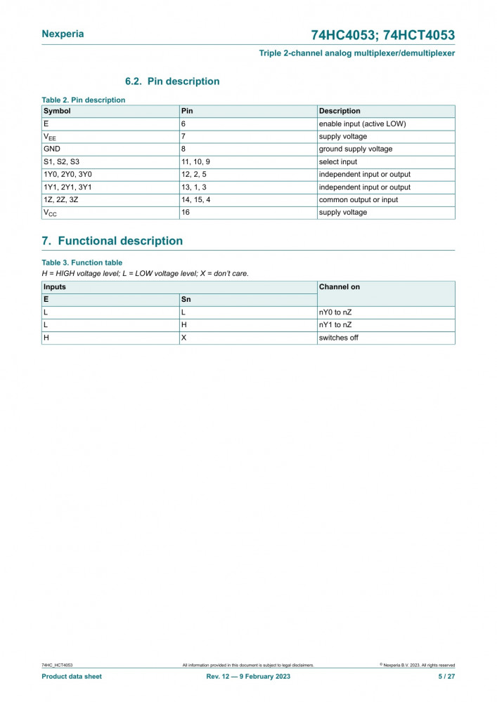 74HCT4053BZX datasheet page 5