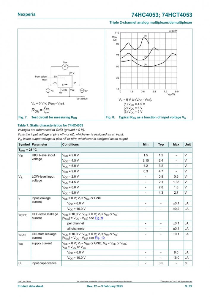 74HCT4053BZX datasheet page 9