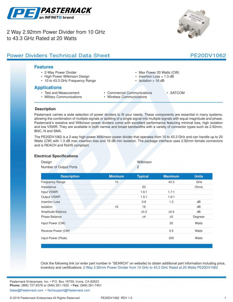 PE20DV1062 technical document page 1