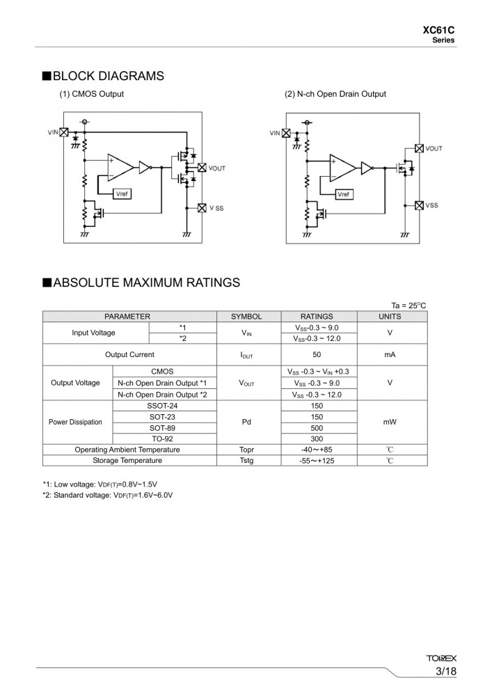 XC61C datasheet page 3