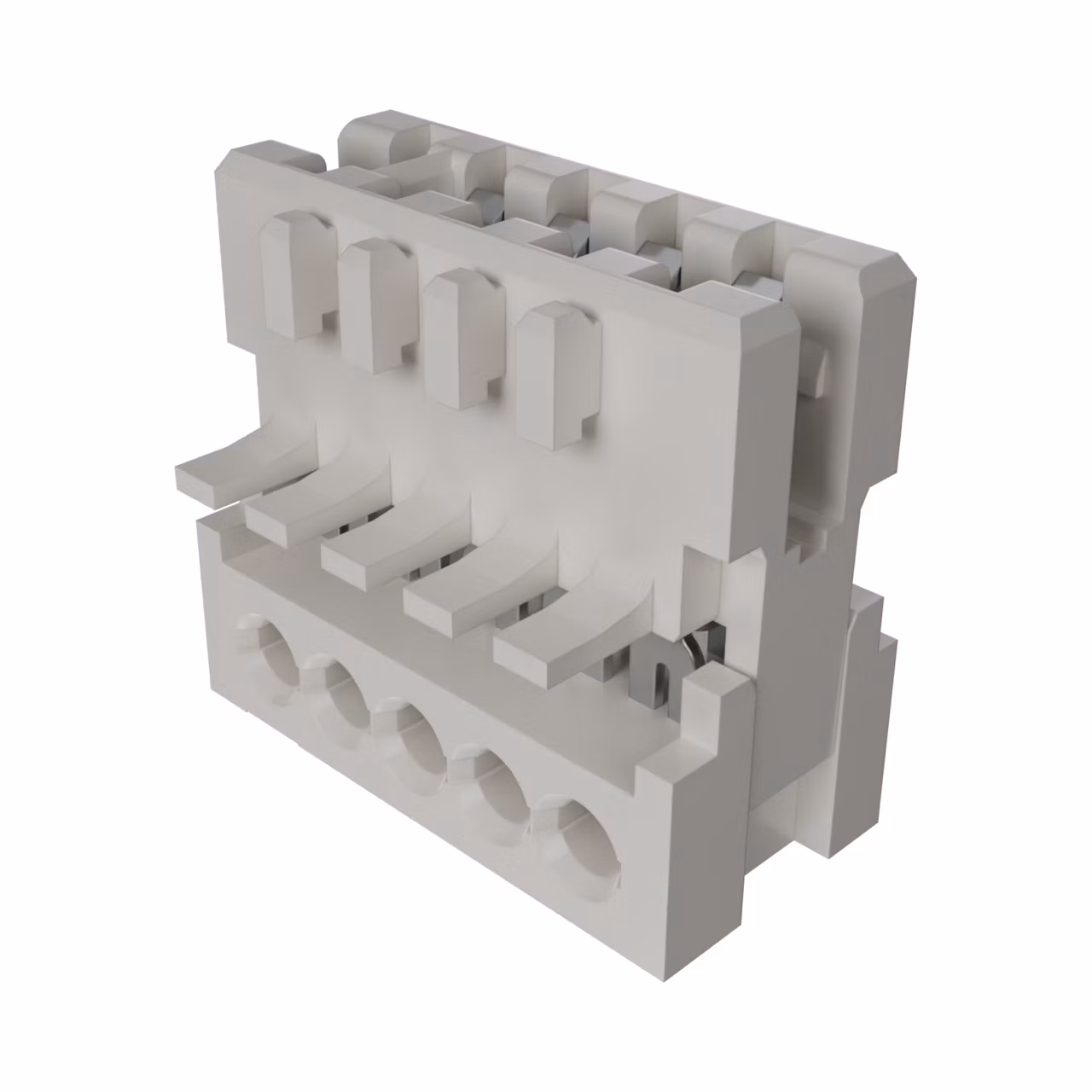Appli-Mate RAST 2.5 IDT Housing, 2.50mm Pitch, Female, 5 Circuits, Beaded Terminal, Position Keys A & F Removed, Open Endwalls, Polarizing Rib Between Circuits 1 & 2 for sale