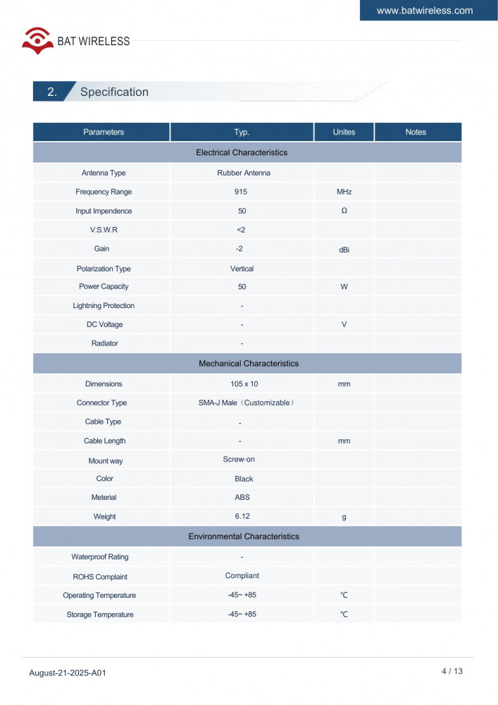 BW915JWX105-10KJ datasheet page 4