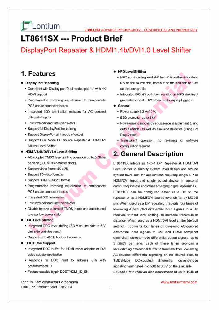 LT8611SX technical document, page 1
