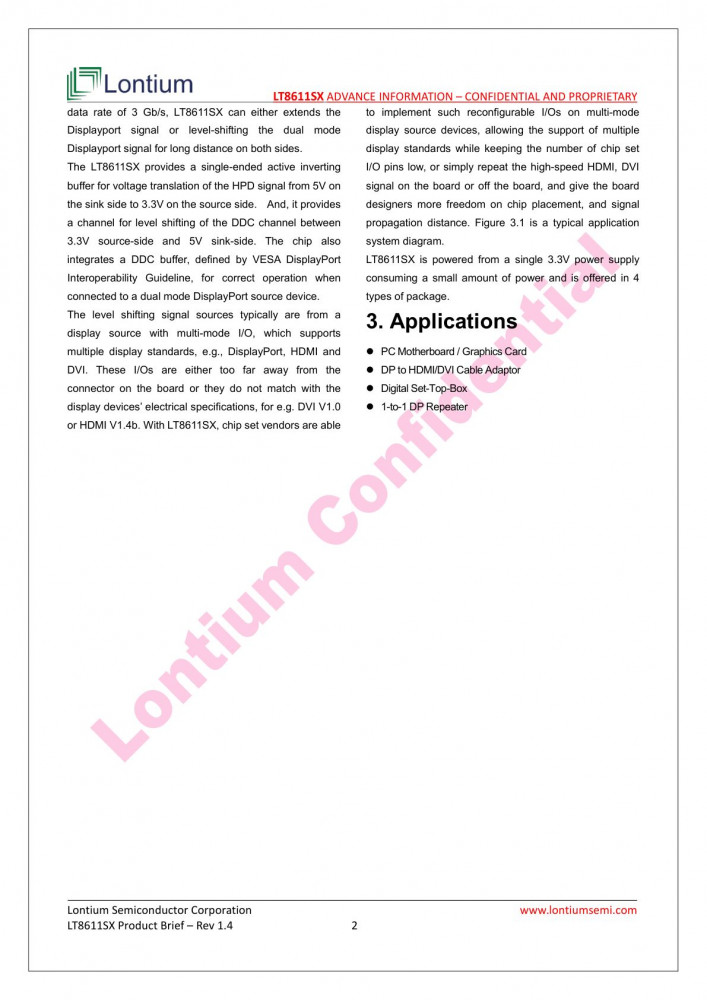 LT8611SX technical document, page 2