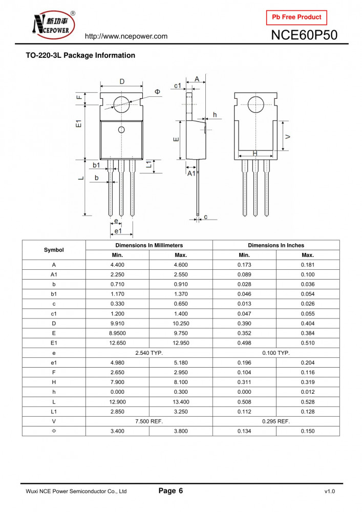 NCE60P50 datasheet page 6