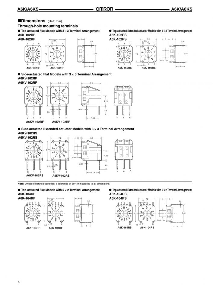 OMRON A6KS-104RF datasheet page 4