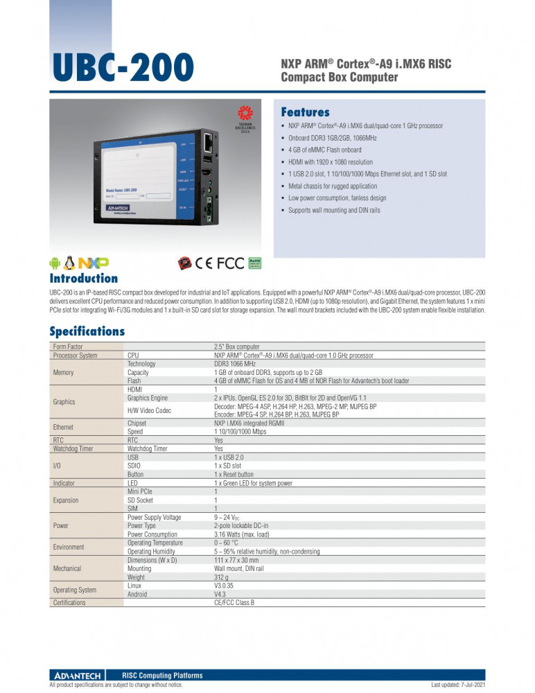 UBC-200 technical document page 1