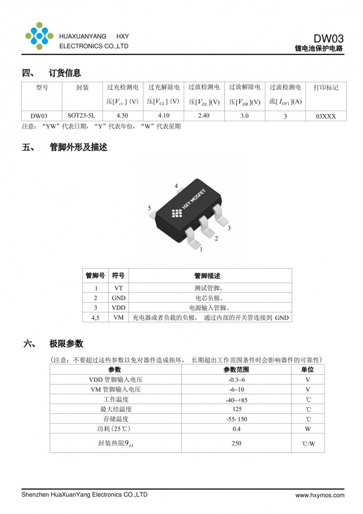 DW03 datasheet page 2