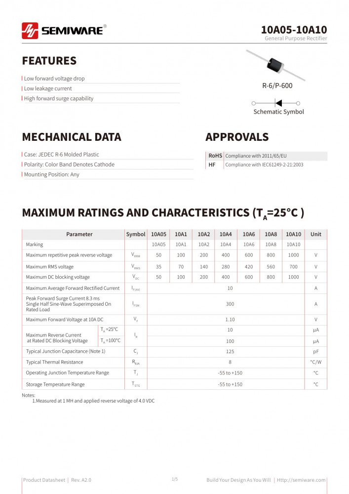 SEMIWARE 10A1 datasheet page 1
