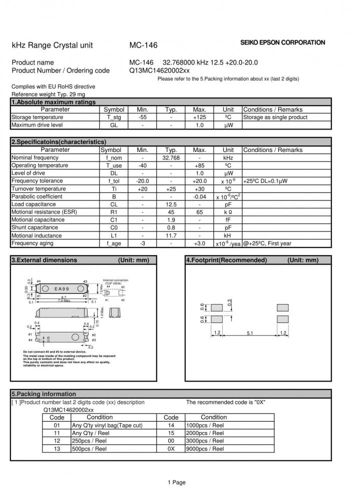 EPSON MC-146 datasheet page 1