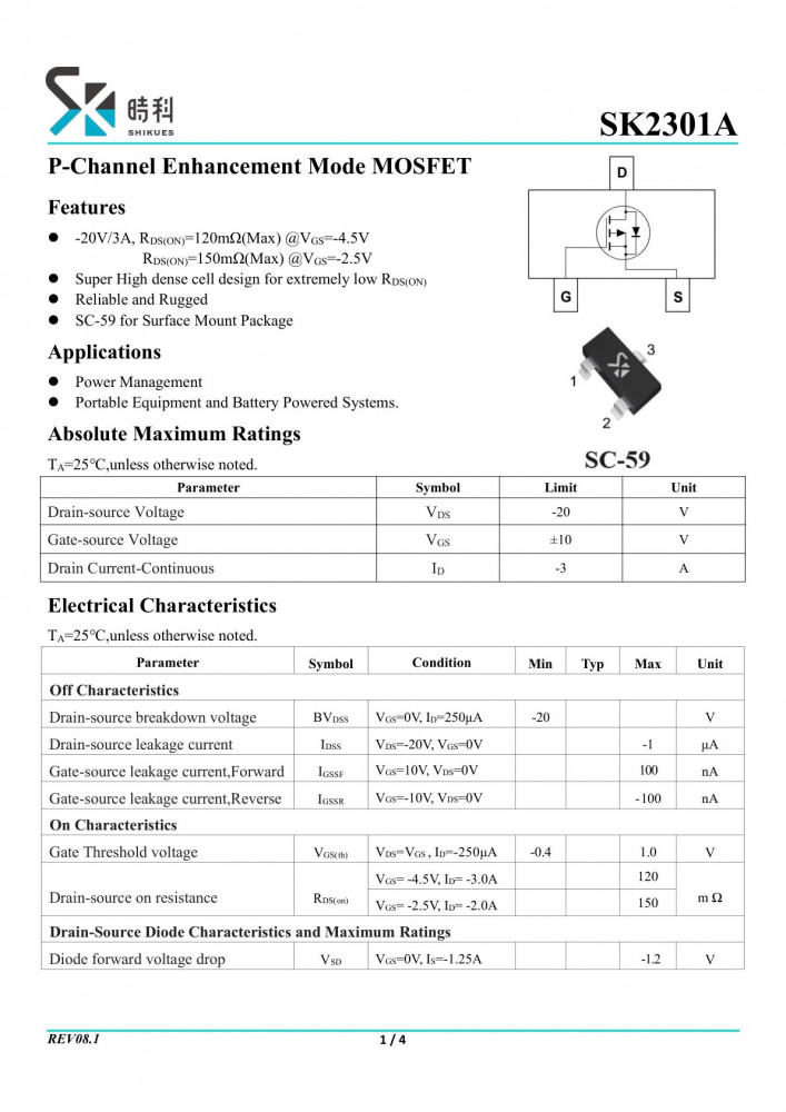 SK2301A datasheet page 1