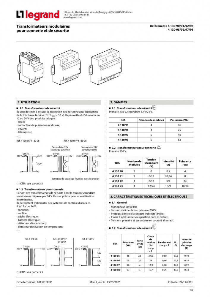 Legrand 413092 technical document page 1