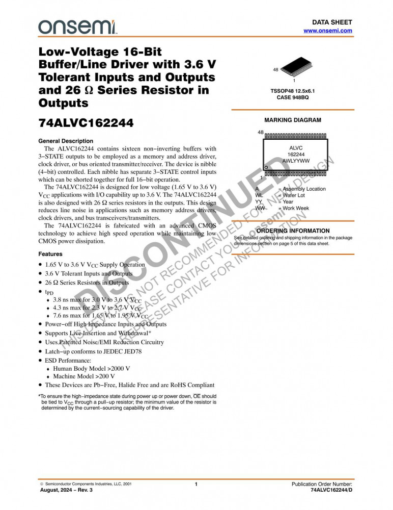 74ALVC162244 datasheet page 1