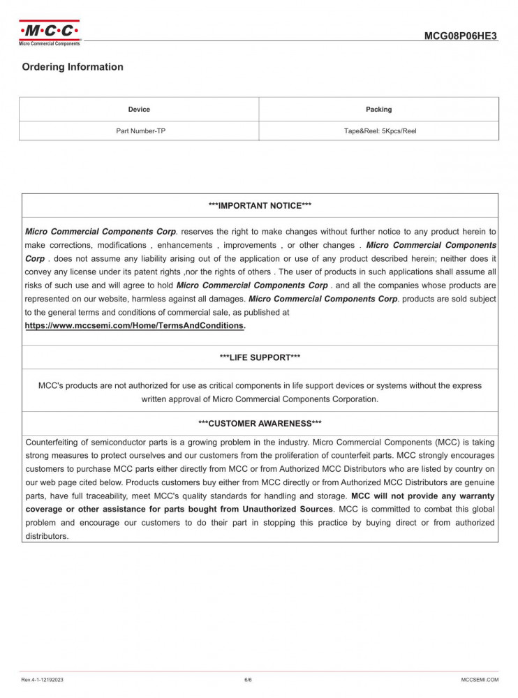MCG08P06HE3-TP datasheet page 6