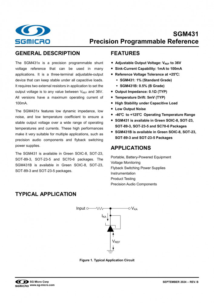 SGM431 datasheet page image 1