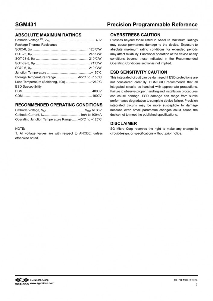 SGM431 datasheet page image 3