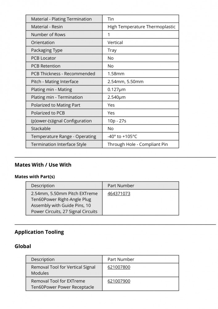 Technical document page 3 for MOLEX 465621073