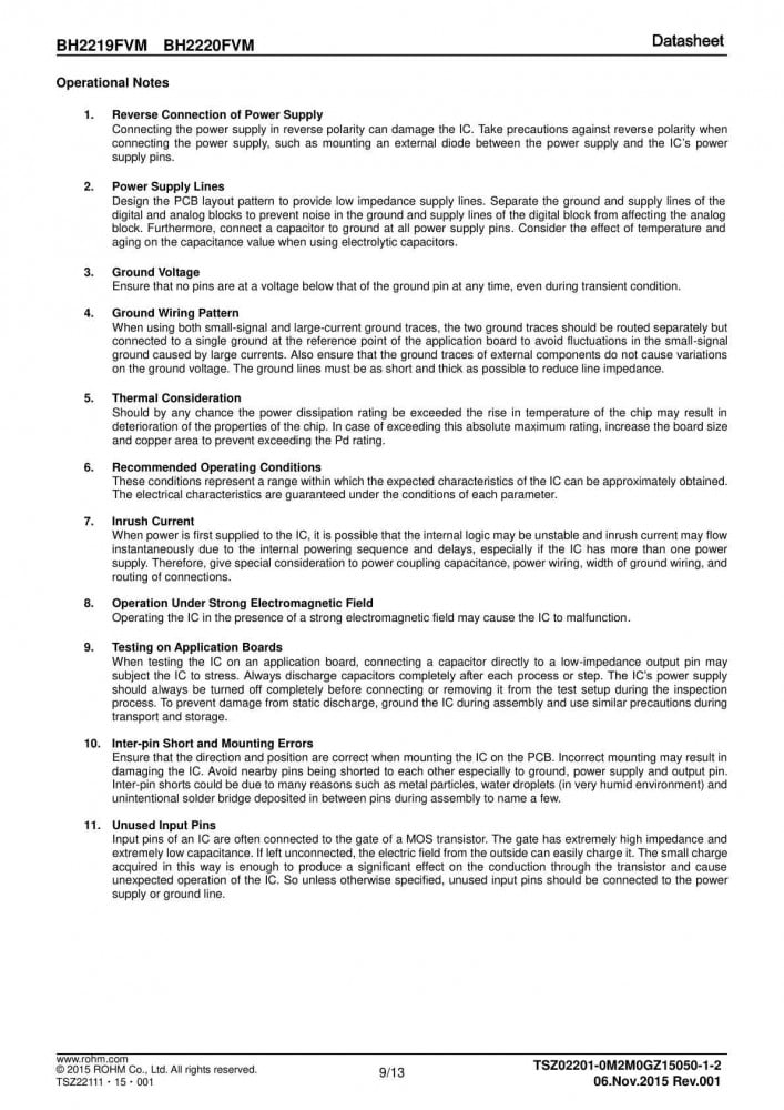 BH2219FVM-TR datasheet page 9