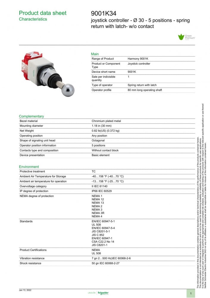 9001K34 technical document page 1