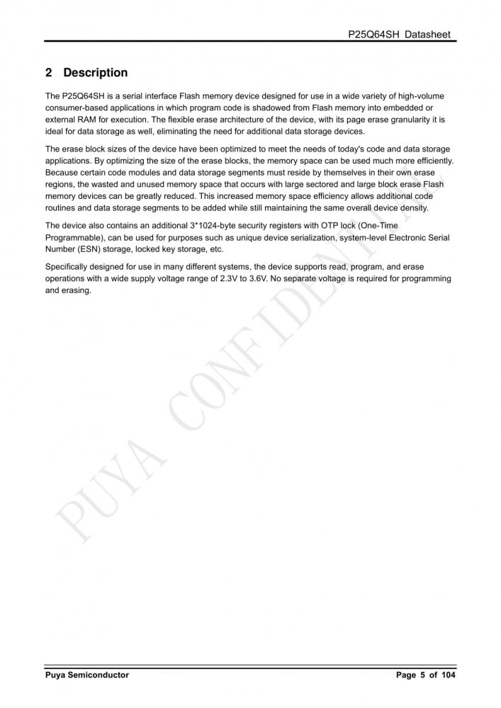 P25Q64SH datasheet page 5