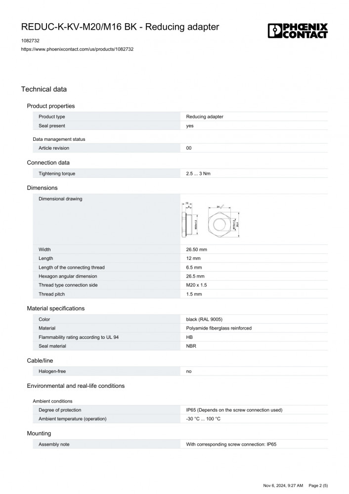 Phoenix Contact 1082732 technical document page 2
