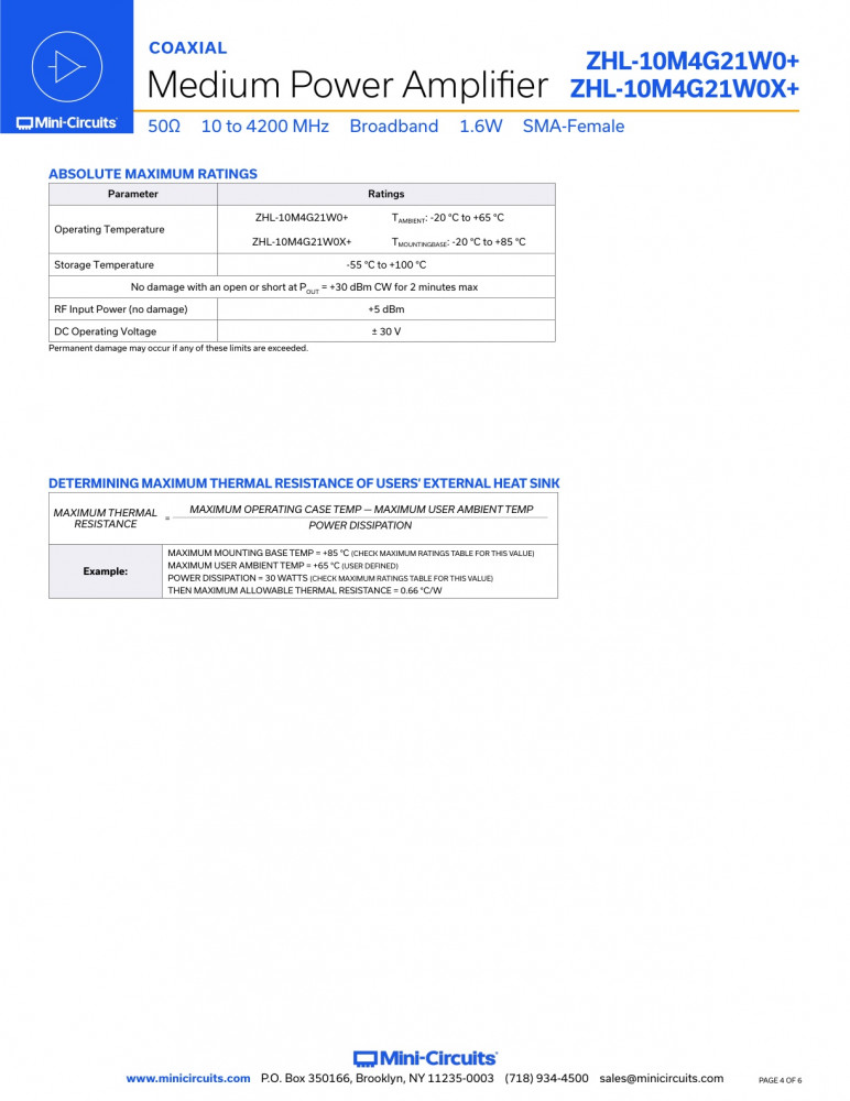 ZHL-10M4G21W0X+ datasheet page 4