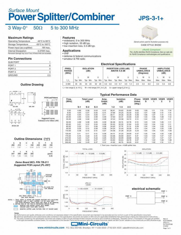 Mini-Circuits JPS-3-1+ datasheet page
