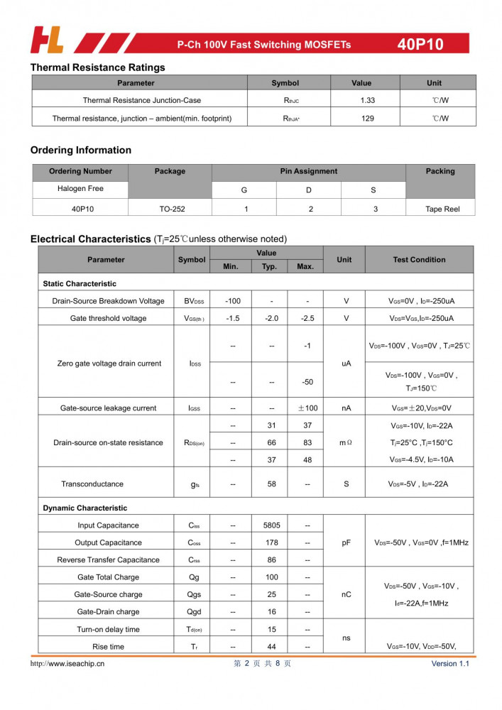 HL 40P10 datasheet page 2