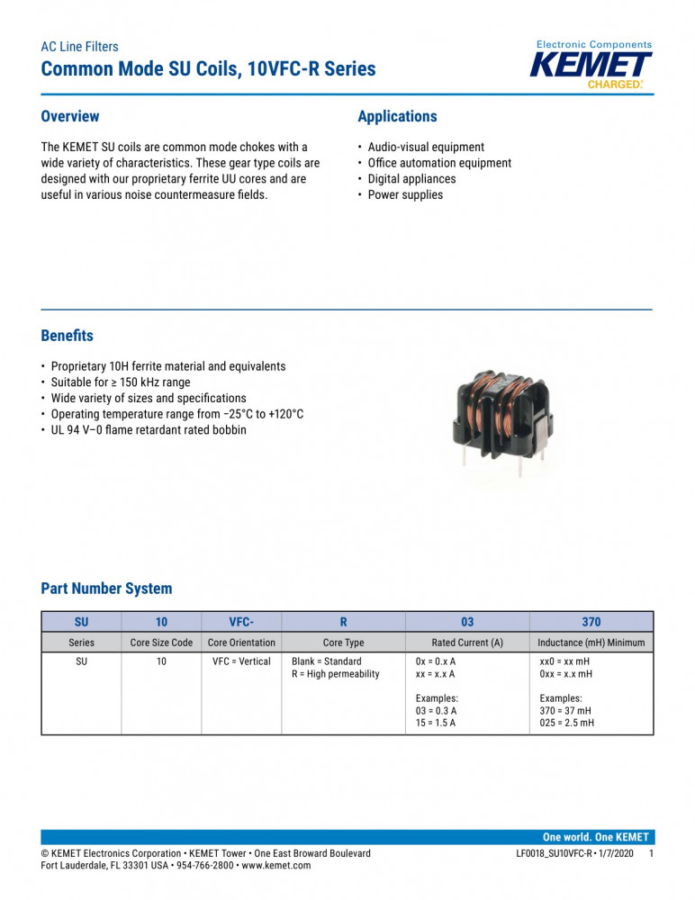 KEMET SU series datasheet page 1
