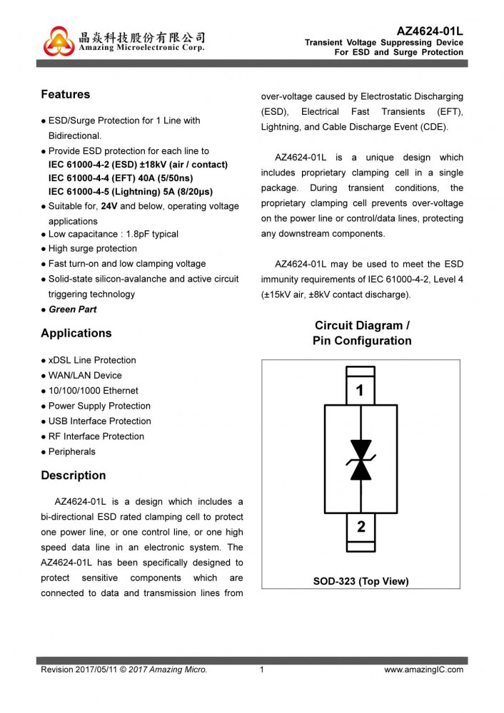 AZ4624-01L datasheet page 1