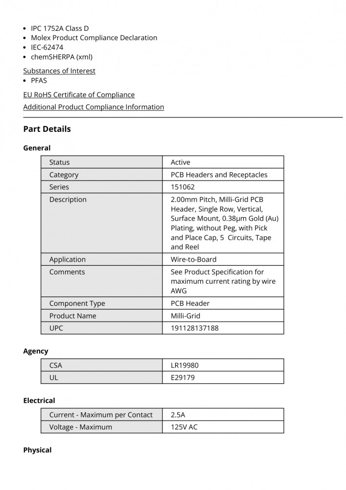 Molex Milli-Grid product specification page 2