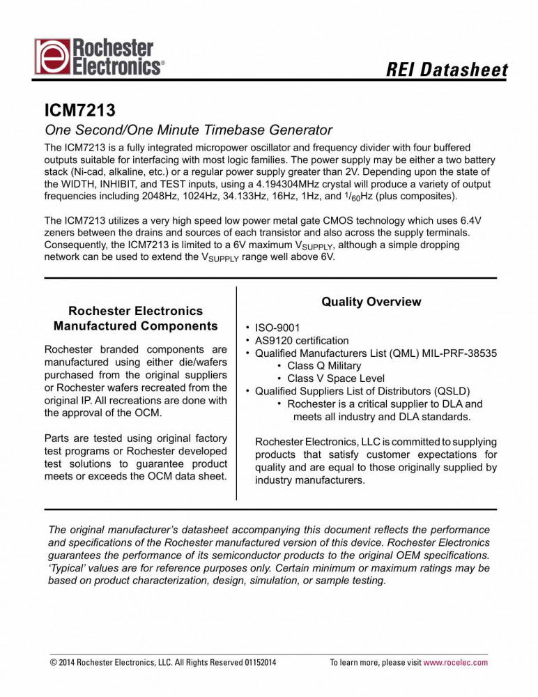 ICM7213IPD datasheet page 1