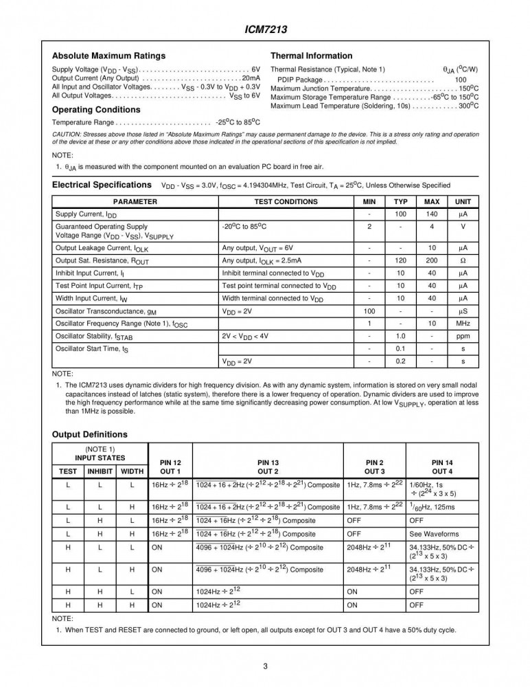 ICM7213IPD datasheet page 4