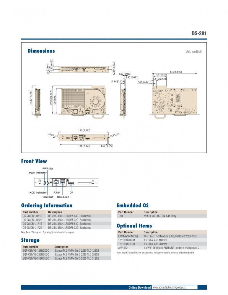 ADVANTECH DS-281 product document, page 2