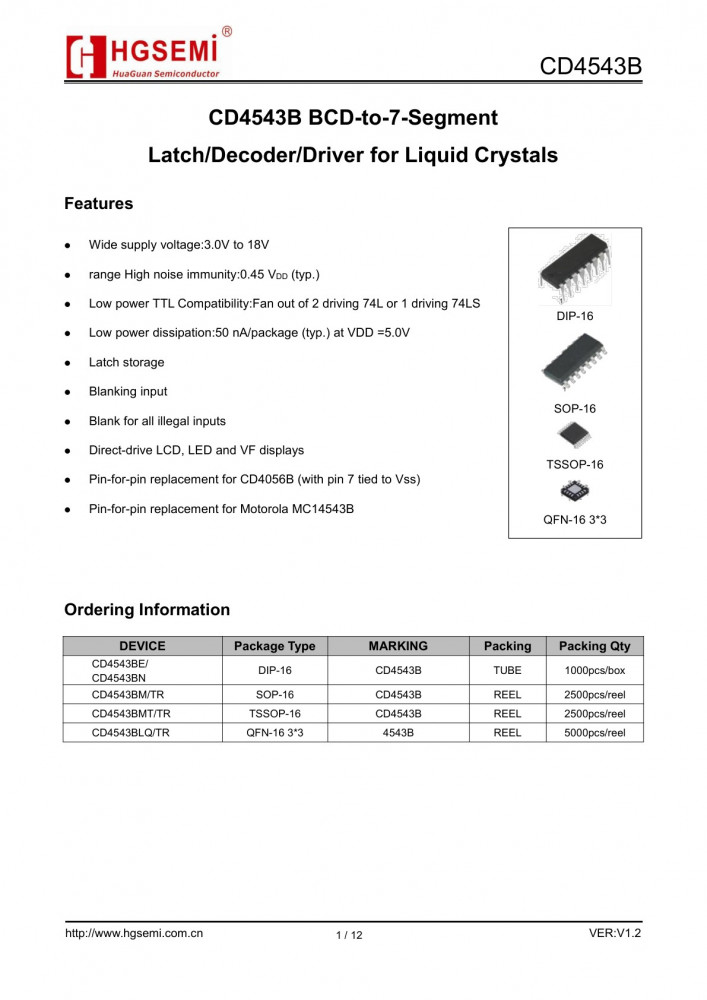 CD4543BM/TR datasheet page 1
