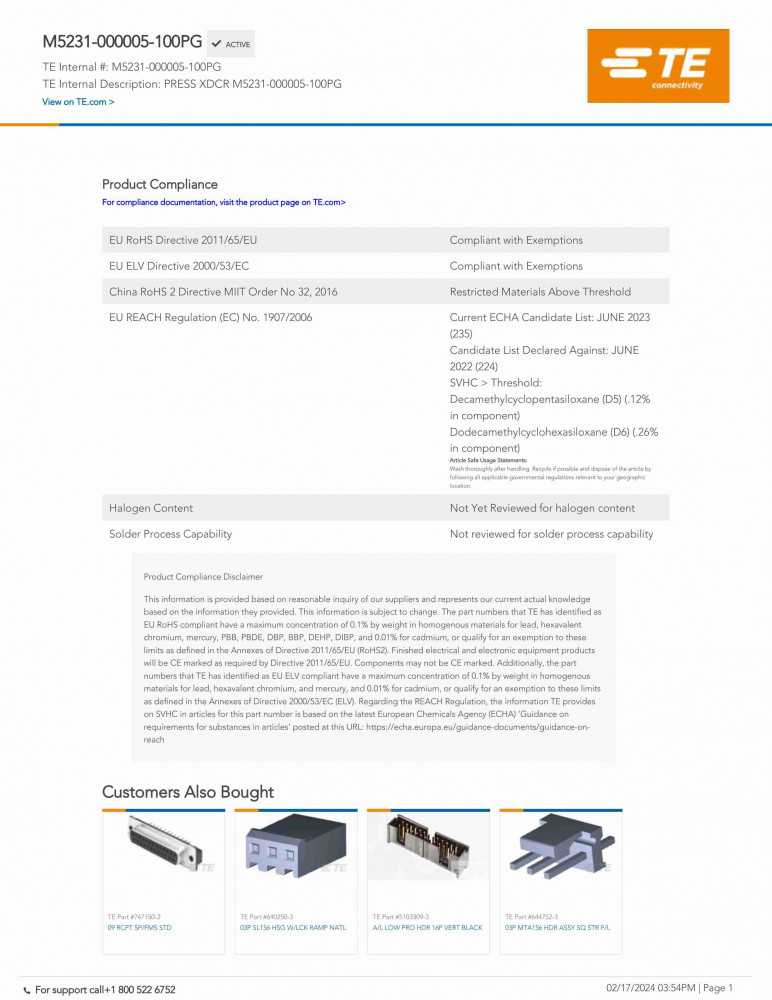 M5231 product documentation page 1