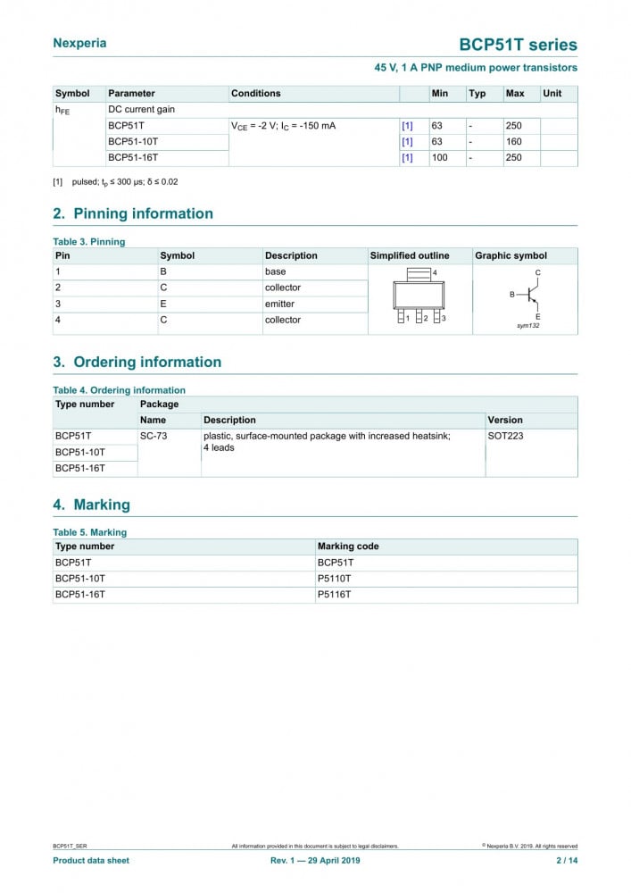 BCP51TF datasheet page 2