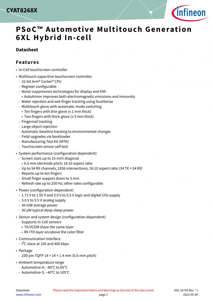 CYAT82687-100AS54 datasheet page 1