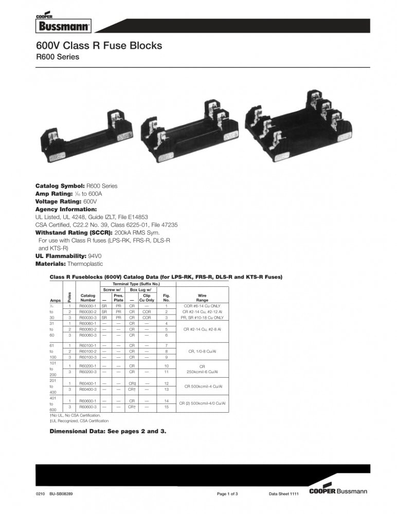 EATON R600 Series catalog page