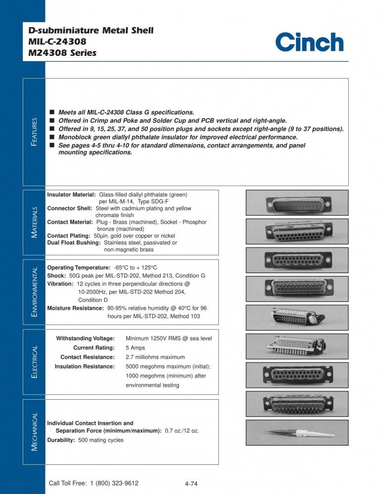 CINCH connector datasheet page 1