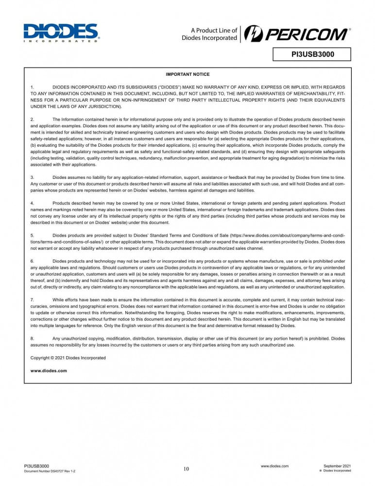 PI3USB3000 datasheet page 10