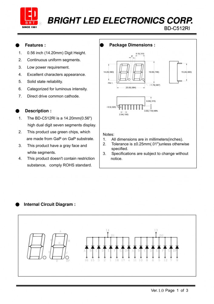 BD-C512RI package drawing, page 1