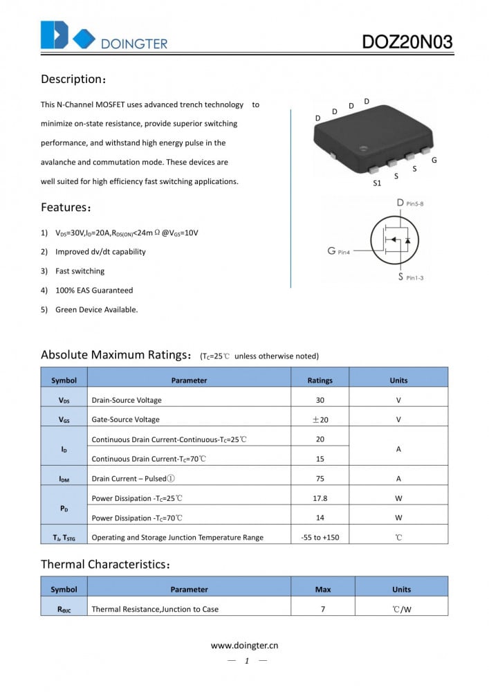 DOZ20N03 datasheet page 1