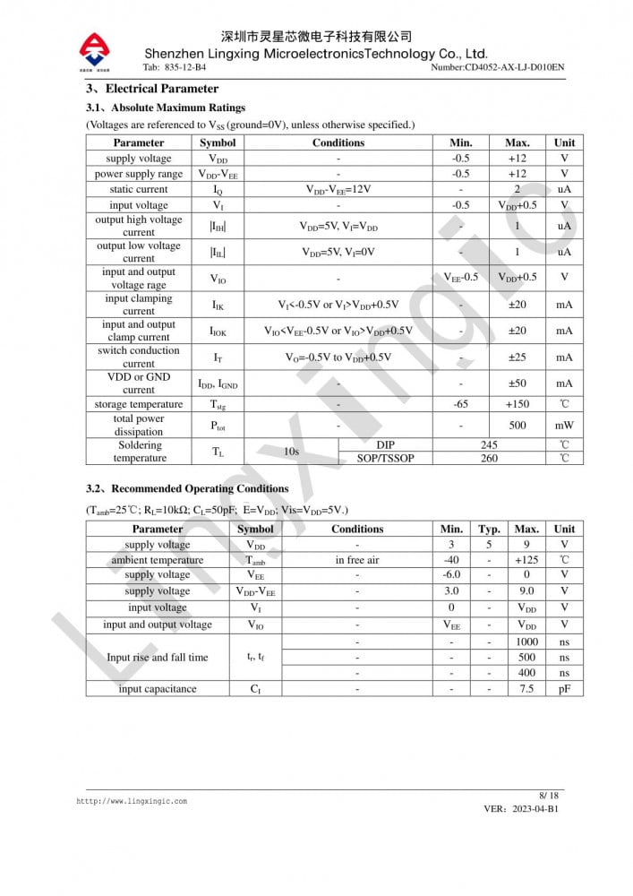 CD4052BPWR(LX) datasheet page 8